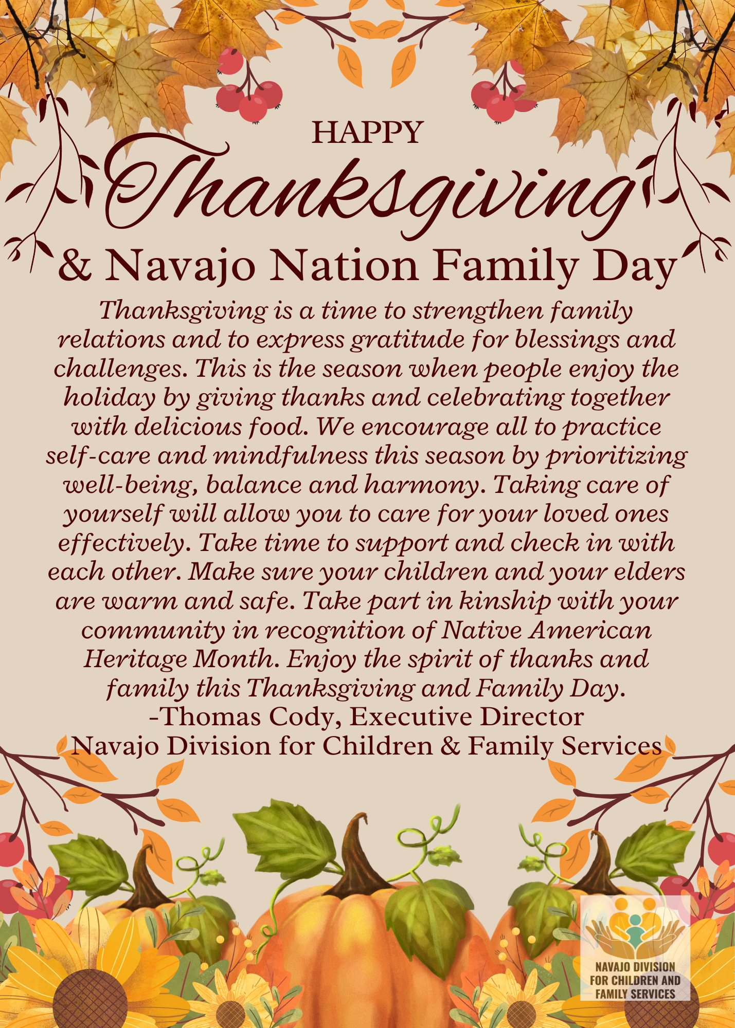 Thanksgiving Message – Navajo Nation